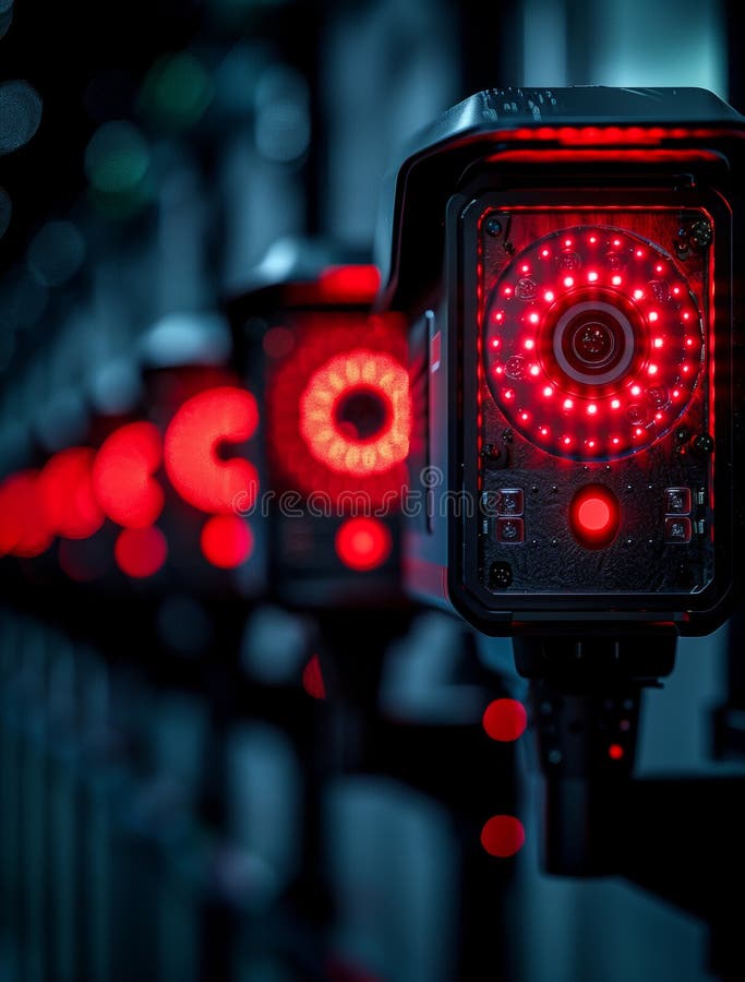 Red Traffic Light in the Row Stock Photo - Image of warning, street ...