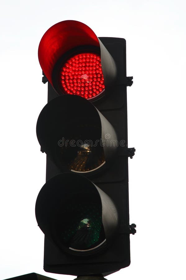 Red traffic light sign stock image. Image of forbid, permission - 10795707