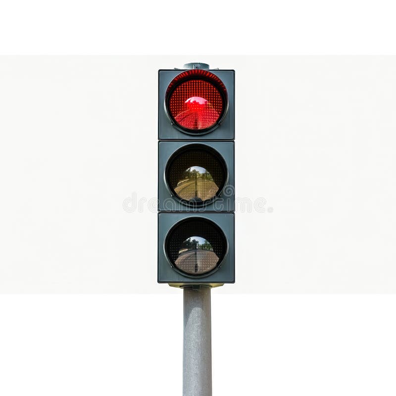 A Red Traffic Light on a White Background Stock Illustration ...