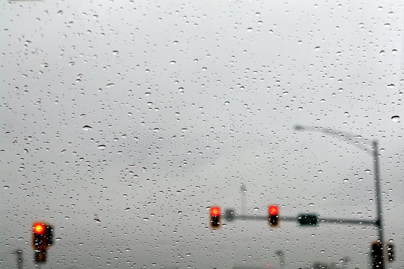 Red Traffic Lights in the Rain. Stock Image - Image of urban, rain ...