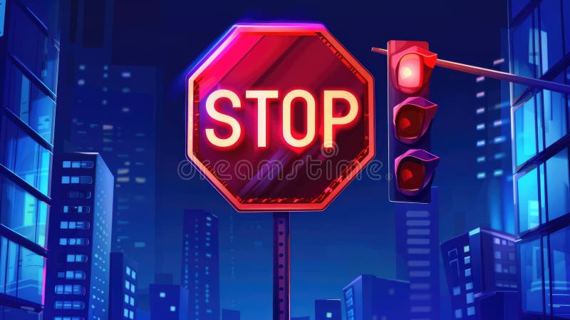 Red Traffic Stop Sign on City Background AI Generated Stock ...