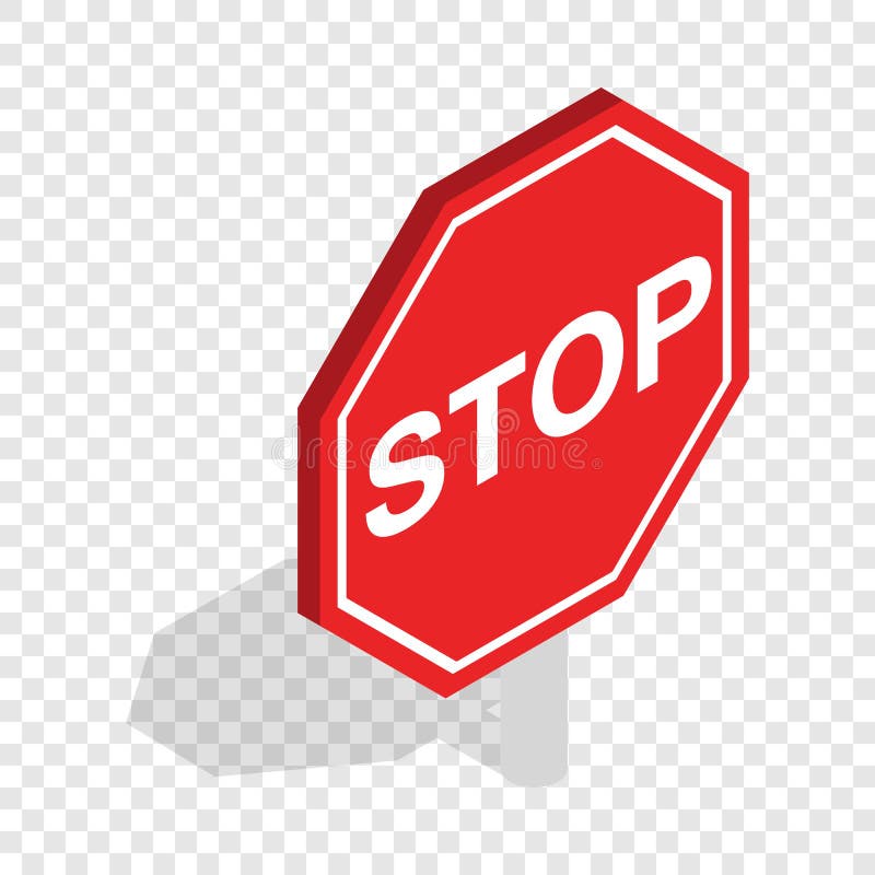 Red Traffic Stop Sign Isometric Icon Stock Vector - Illustration of ...