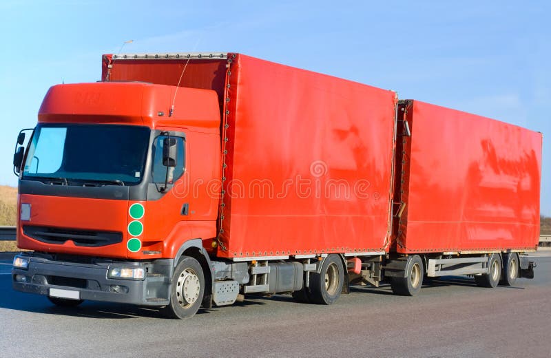 Red trailer truck stock image. Image of power, distribution - 5333579
