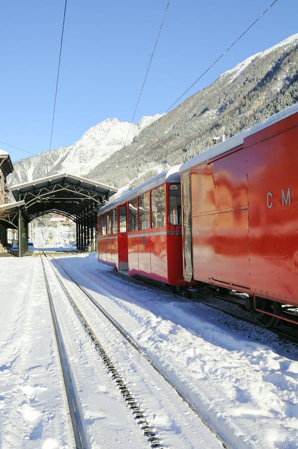 Red train stock image. Image of landscape, mountain, train - 17942461