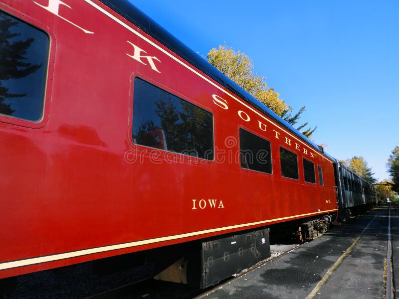ADK RR Colorful Red Passenger Train Car Editorial Stock Photo - Image ...