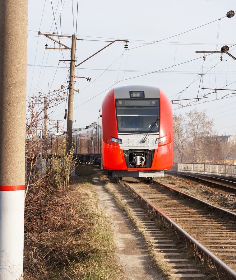Red train stock image. Image of subway, business, perspective - 91549799
