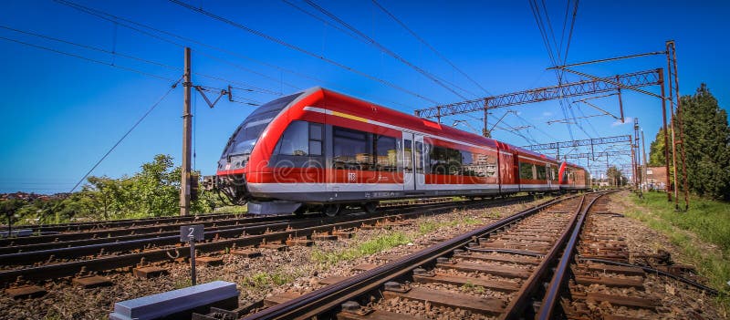 Red train editorial image. Image of city, shows, walking - 97096400