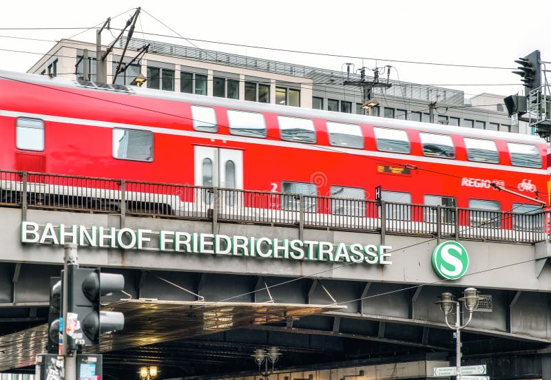 Red Train at Friedrichstrasse Station in City Berlin at Germany ...