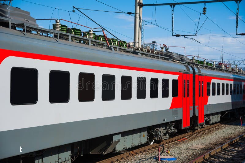 Red Train in Modern Railway Stock Photo - Image of train, high: 177342486
