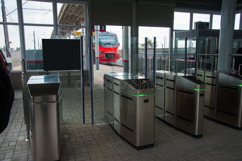 Red Train in Modern Railway Stock Image - Image of station, journey ...