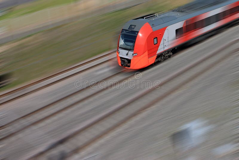 Red train on a railway stock image. Image of rapid, station - 116673539