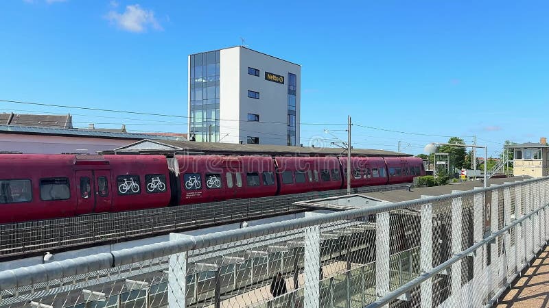 The Red Train Stands at the Station Platform Stock Footage - Video of ...