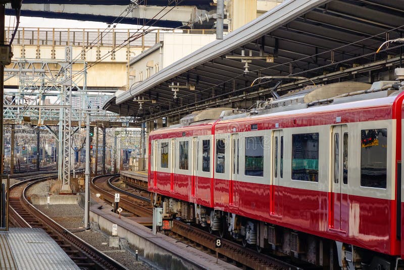 Red Train Stopping at Kyoto Station, Japan Editorial Photo - Image of ...