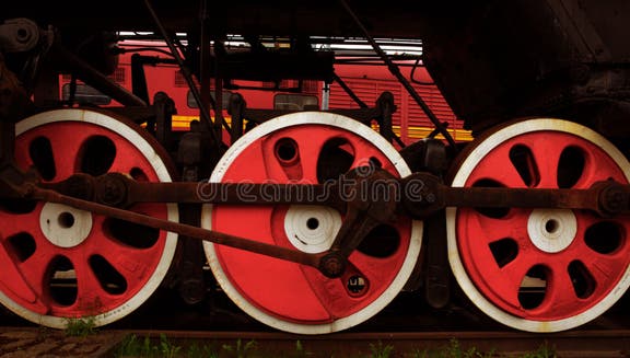 Red train wheels stock photo. Image of industrial, motion - 118682310