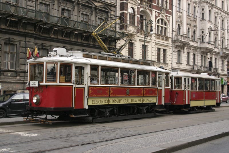 Red Tram stock image. Image of vacation, rail, building - 23499217