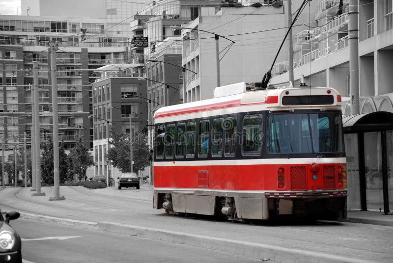 Red tram stock photo. Image of toronto, road, canada, public - 6931378