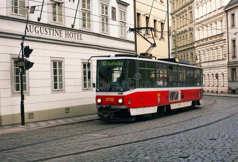 Red tram editorial stock photo. Image of historical, city - 77815813