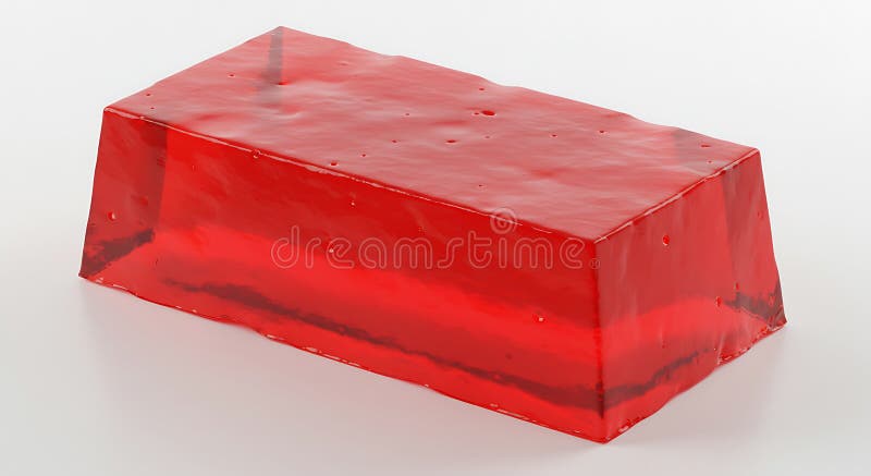 Red Translucent Rectangular Gelatinous Block on a White Background ...