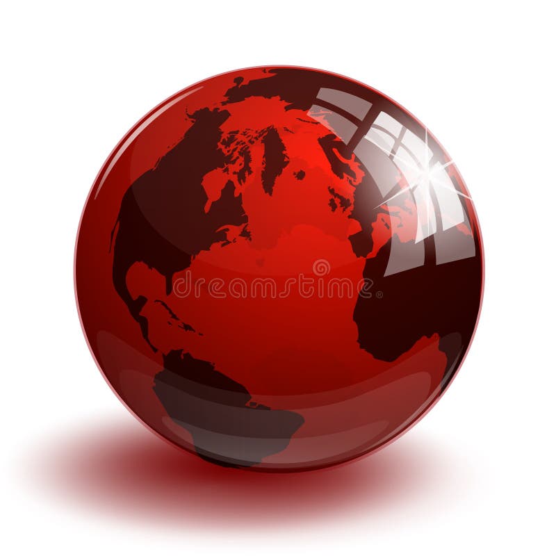 Red Transparent Glass Earth Globe on a White Stock Vector ...