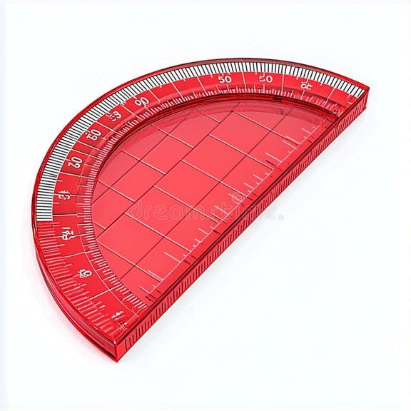 Red Protractor Transparent Tool for Measuring Angles Geometry Isolated ...