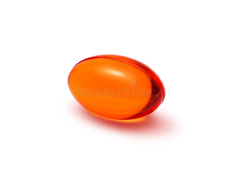Red Transparent Supplement Capsule on White Background Stock Image ...