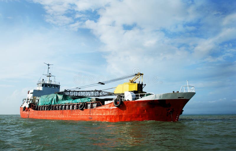 Red transport ship stock photo. Image of boat, tanker, sampan - 990960