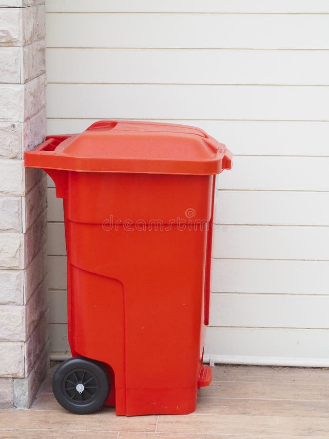 Red Trash Can Dangerous Trash Seperate Garbage Stock Photo - Image of ...