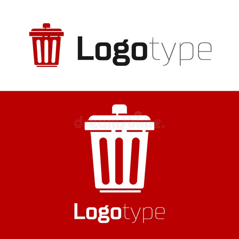 Red Trash Can Icon Isolated on White Background. Garbage Bin Sign ...