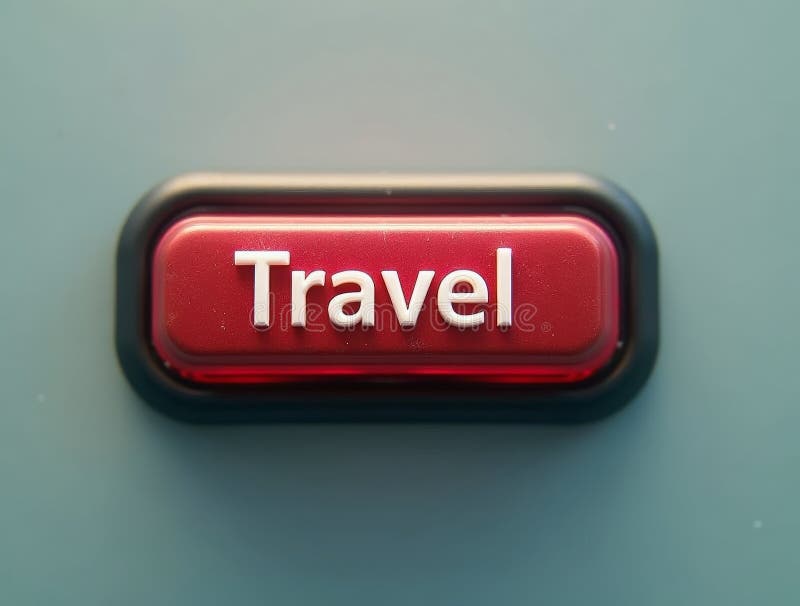 Red Travel Button Inviting To Explore the World and Discover New ...