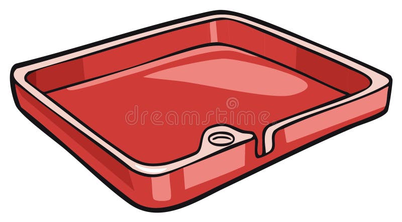 Red Tray Illustration. Cartoon of a Red Tray with Curved Edges and a ...