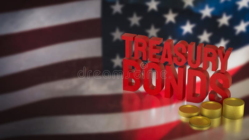 The Red Treasury Bond and Gold Coins for Business 3d Rendering Stock ...