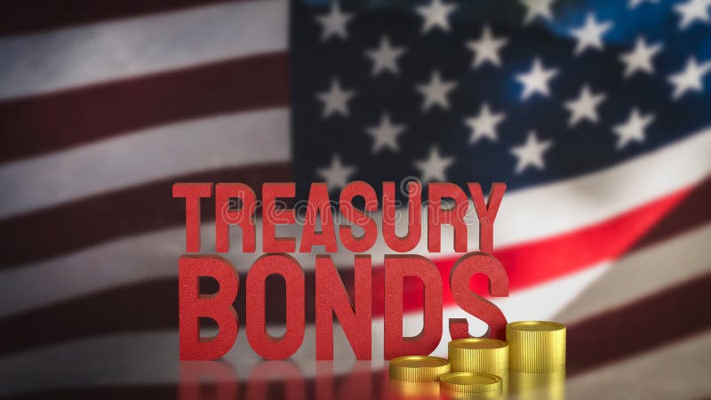 The Red Treasury Bond and Gold Coins for Business 3d Rendering Stock ...