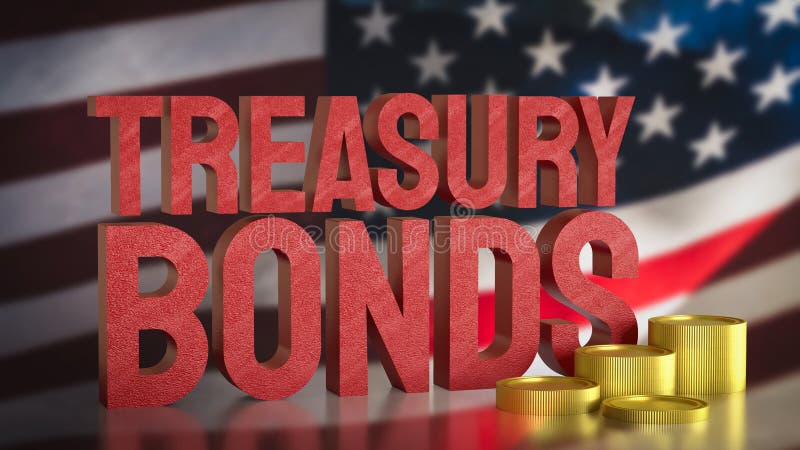 The Red Treasury Bond and Gold Coins for Business 3d Rendering Stock ...