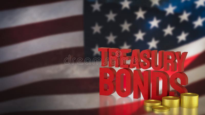 The Red Treasury Bond and Gold Coins for Business 3d Rendering Stock ...