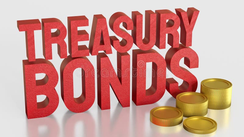 The Red Treasury Bond and Gold Coins for Business 3d Rendering Stock ...