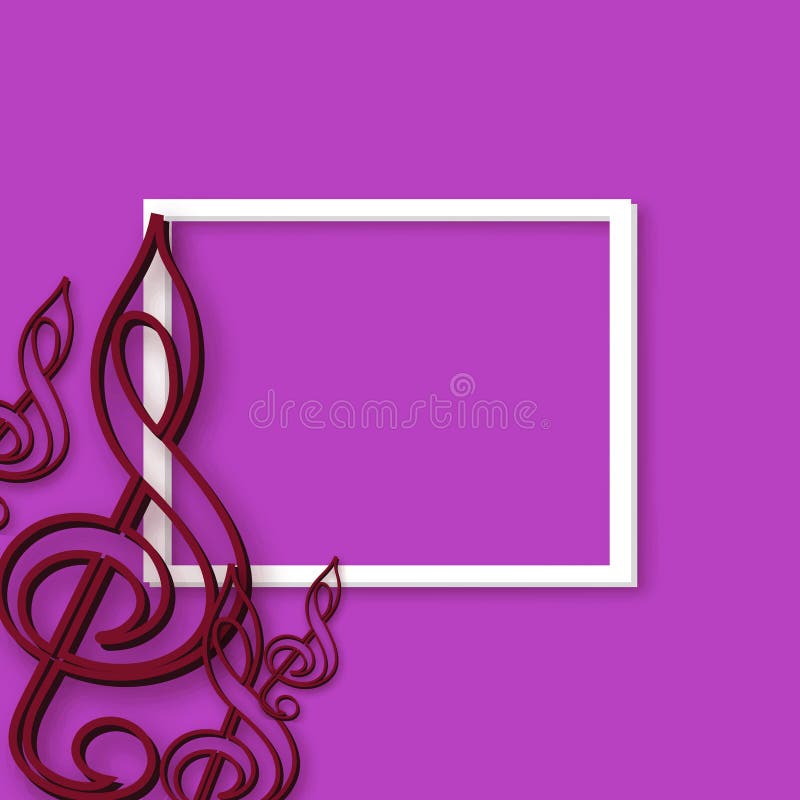 Red Treble Clef Notes with Blank Frame on Purple Background for Music ...