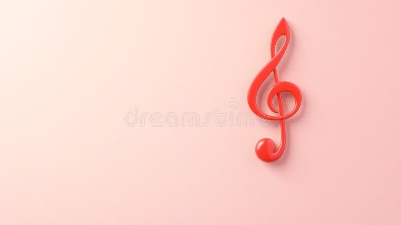 Red Treble Clef Standing on Pink Background Representing Musical ...
