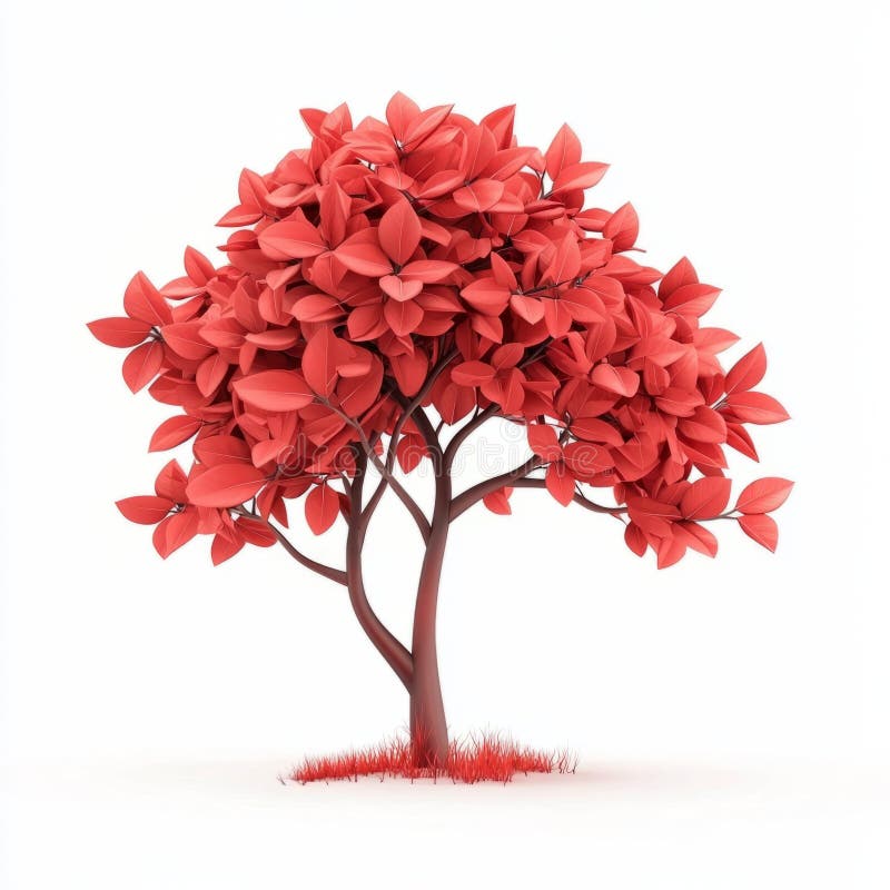 Red Tree Isolated on White Background, Tropical Trees Isolated Used for ...