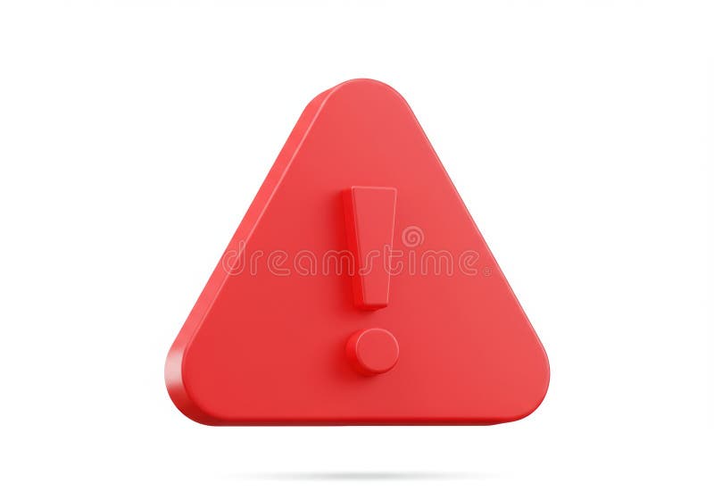 Red Triangle Alert Icon with Exclamation Mark on White Background Stock ...