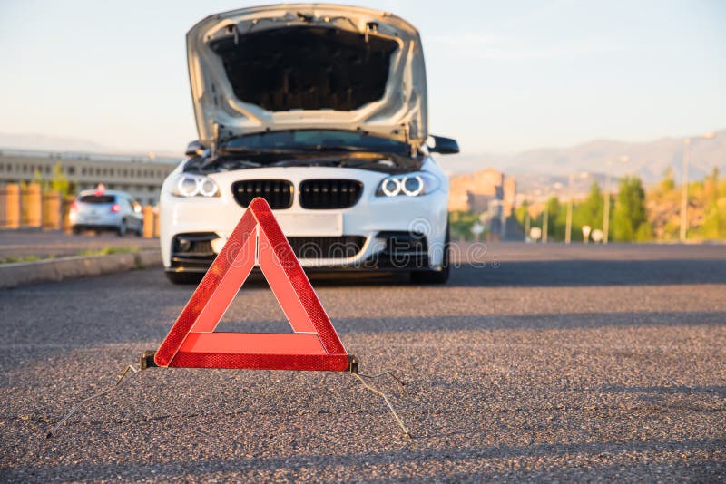 Red triangle of a car stock photo. Image of repair, danger - 226343390