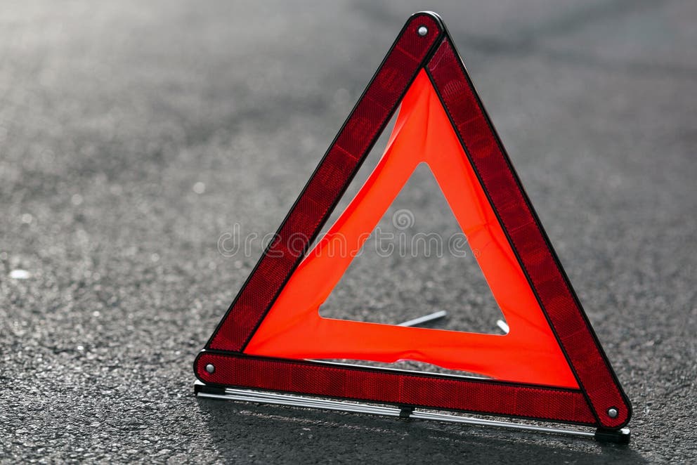Red triangle of a car stock image. Image of sign, travel - 34353693