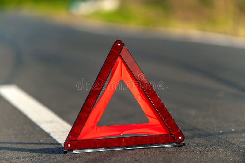 Red triangle of a car stock image. Image of warning, safety - 39638201