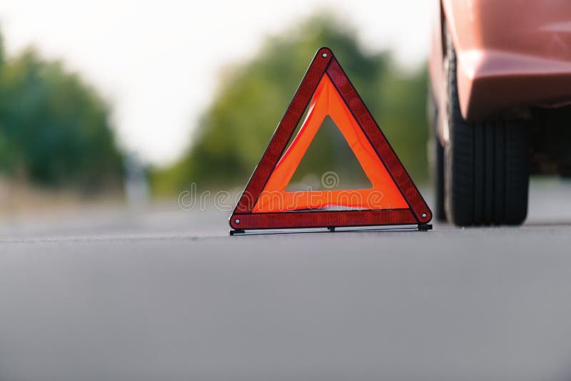 Red triangle of a car stock image. Image of tire, transportation - 44538437