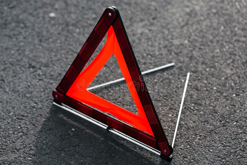 Red triangle of a car stock photo. Image of change, breakdown - 48190844