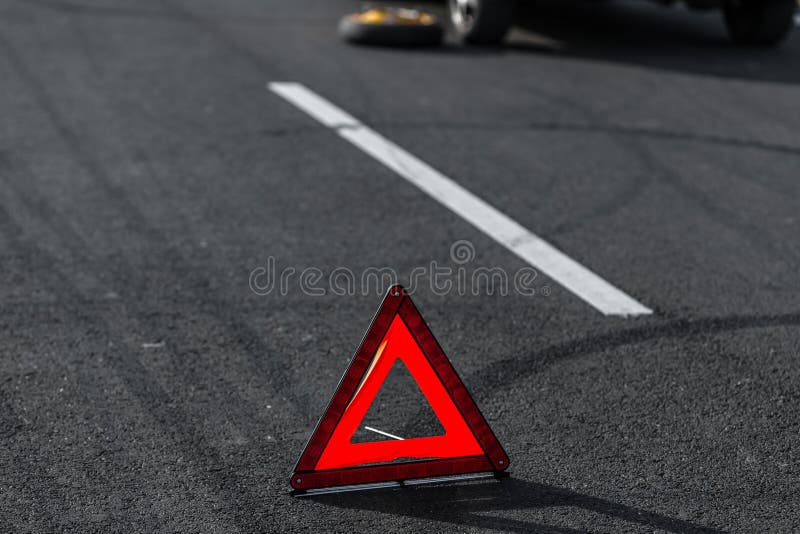 Red triangle of a car stock photo. Image of brakes, assistance - 50574954