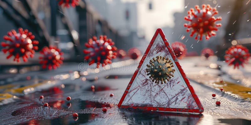 Red Triangle with Corona Sign Stock Image - Image of triangle ...