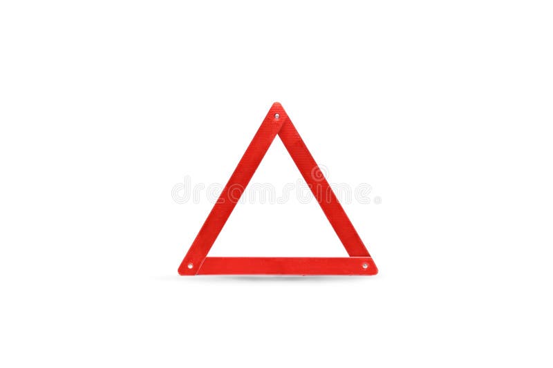 Red Triangle, Red Emergency Stop Sign and Black Car with Technical ...