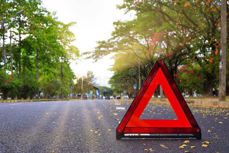 Red Triangle, Red Emergency Stop Sign, Red Emergency Symbol on Road ...