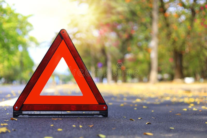 Red Triangle, Red Emergency Stop Sign, Red Emergency Symbol on Road ...