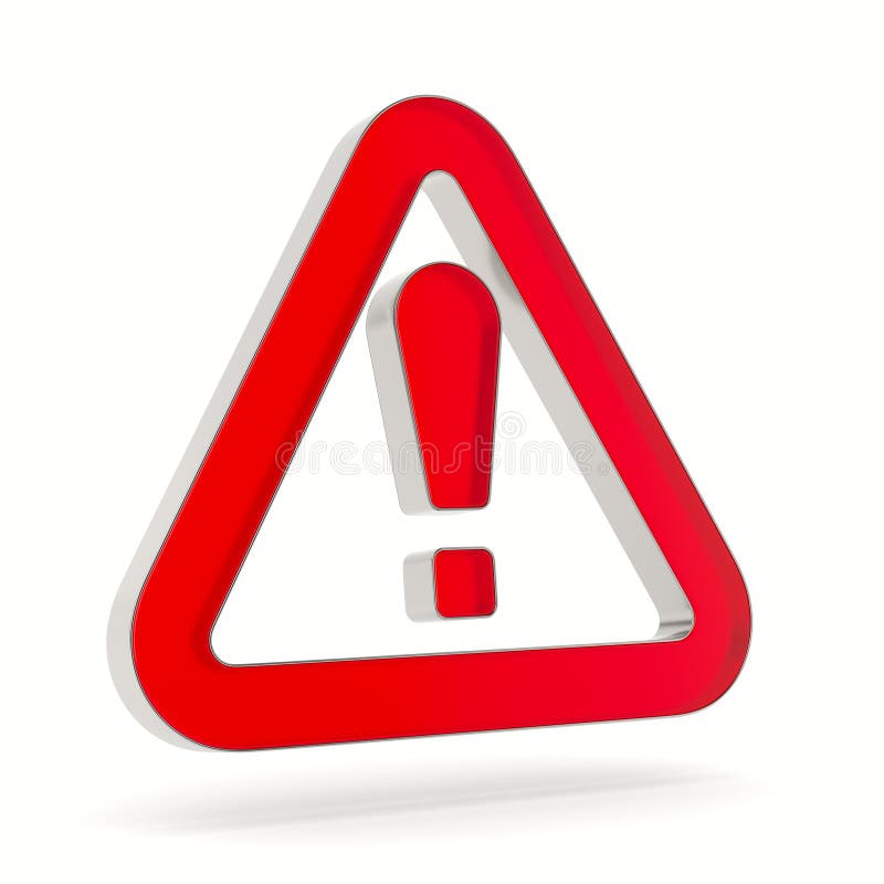 Red Triangle and Exclamation Point on White Background. Isolated 3D ...